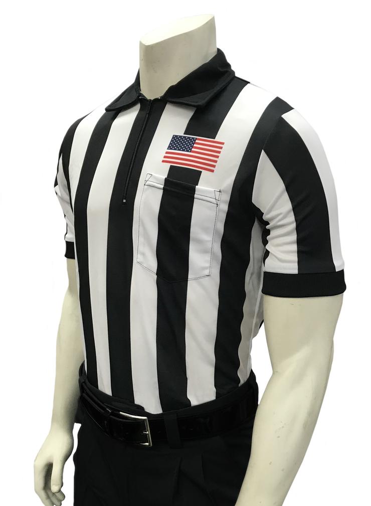 Smitty 2" Stripe Short Sleeve Football Shirt w/Flag over Pocket ...